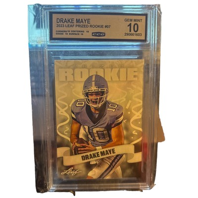 🔥Gem Mint 10🔥 Drake Maye 2023 Leaf Prized Rookie #07 | eBay
