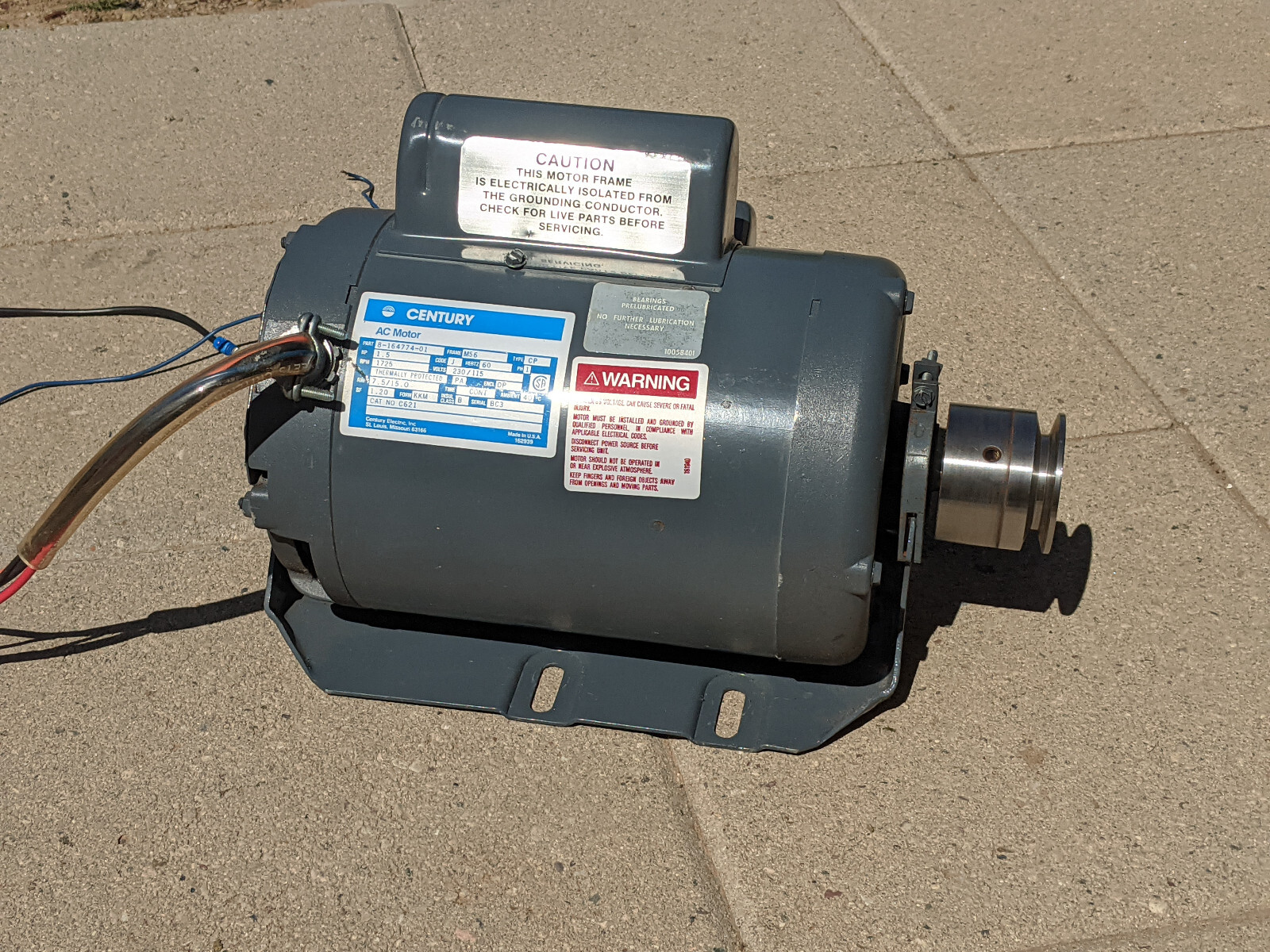 Century AC 115/230 1.5 hp 1725 rpm M56 mount treadmill MOTOR | eBay