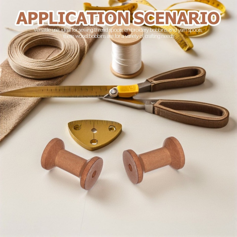 25 Pcs Vintage Style Wooden Spools For Sewing Empty Natural Wood ...