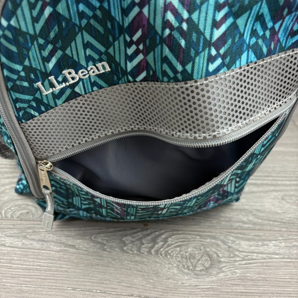 L.L. Bean Deluxe Aztec Backpack Blue/Teal Reflective Laptop Adjustable ...