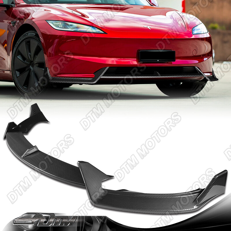 For 24-25 Tesla Model 3 Sedan Carbon Painted Front Bumper Lip Body Kit ...