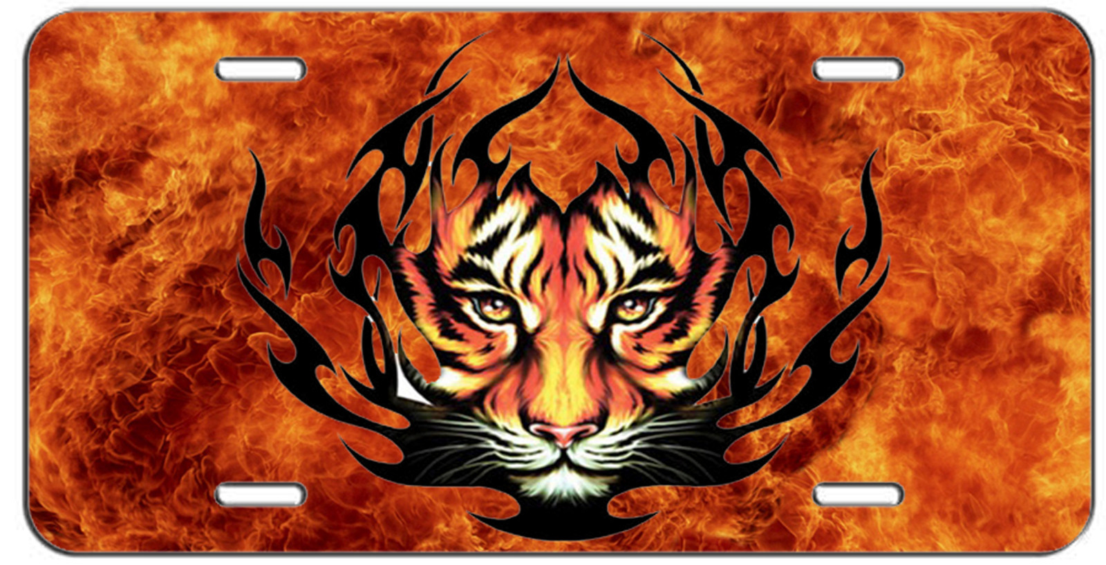 LICENSE PLATE FLAMING TRIBAL TIGER AUTO TAG | eBay
