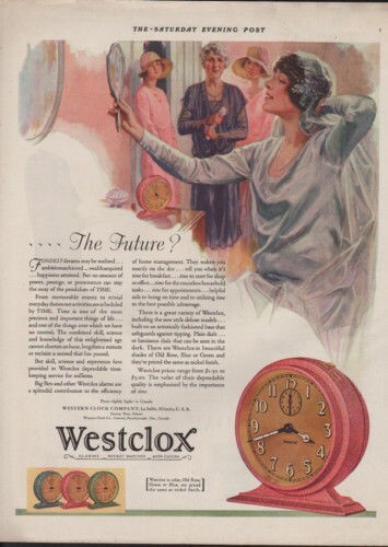 1929 WESTCLOX CLOCK ALARM BRIDE MARRIAGE LA SALLE ILLINOIS FLAPPER AD ...