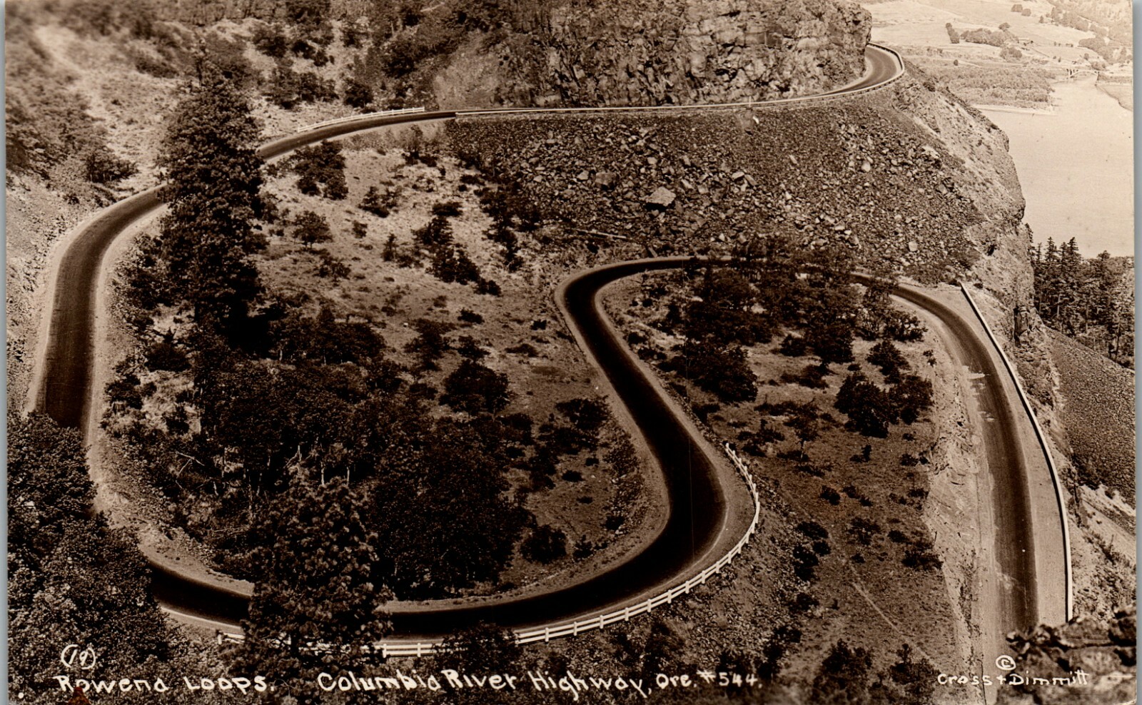 Rowena Loops, Columbia River highway, Oregon 1920s era RPPC Vintage ...