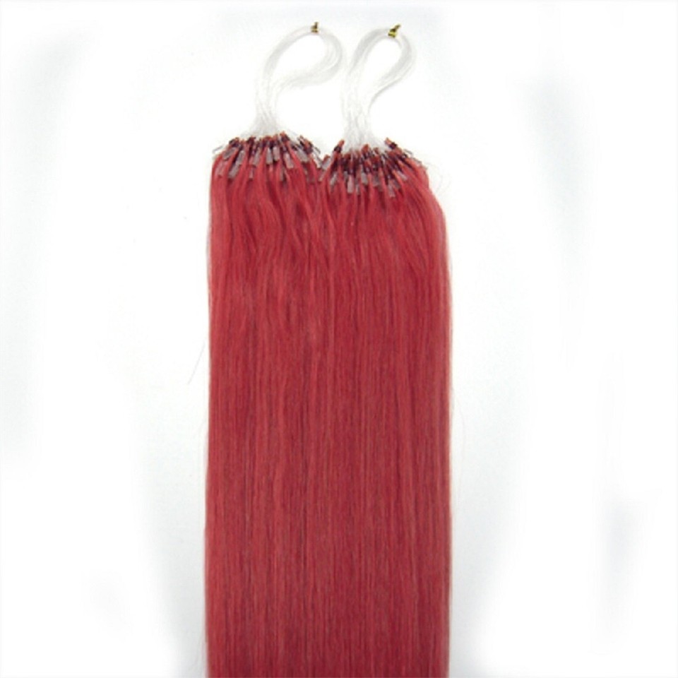 Pre-Looped Fish Line Micro Ring Beads Link Hair Extensions Real Remy ...