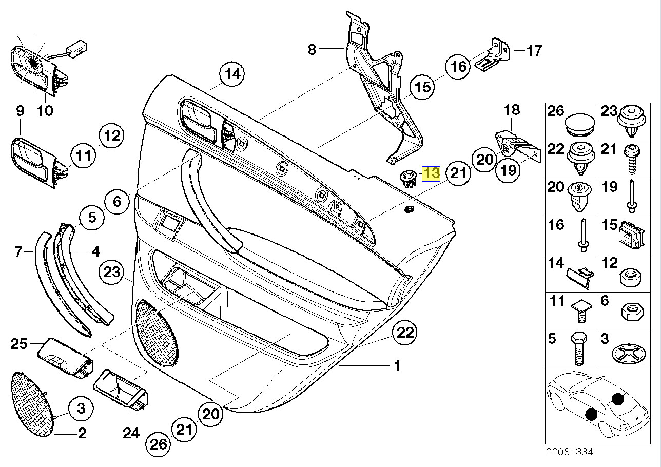 BMW E53 Door Lock Pin Post Grommet Trim Bezel 8408567 51418408567 New ...