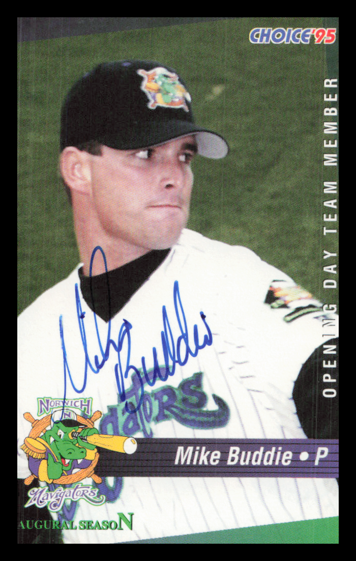 1995 Norwich Navigators MIKE BUDDIE Signed Card autograph AUTO YANKEES ...