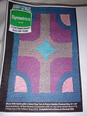 Vtg Aunt Lydia Mid Century Modern Needlepunch Rug Pattern Symetrics ...