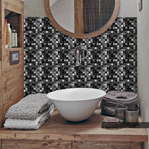 25 Pcs Glass Mosaic Tile Stickers Self Adhesive Waterproof Wall Paster ...