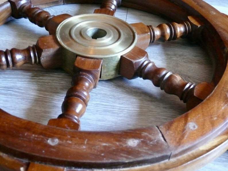 24" Maritime Boat Ships Captains Nautical Beach Ship Wheel Wooden ...