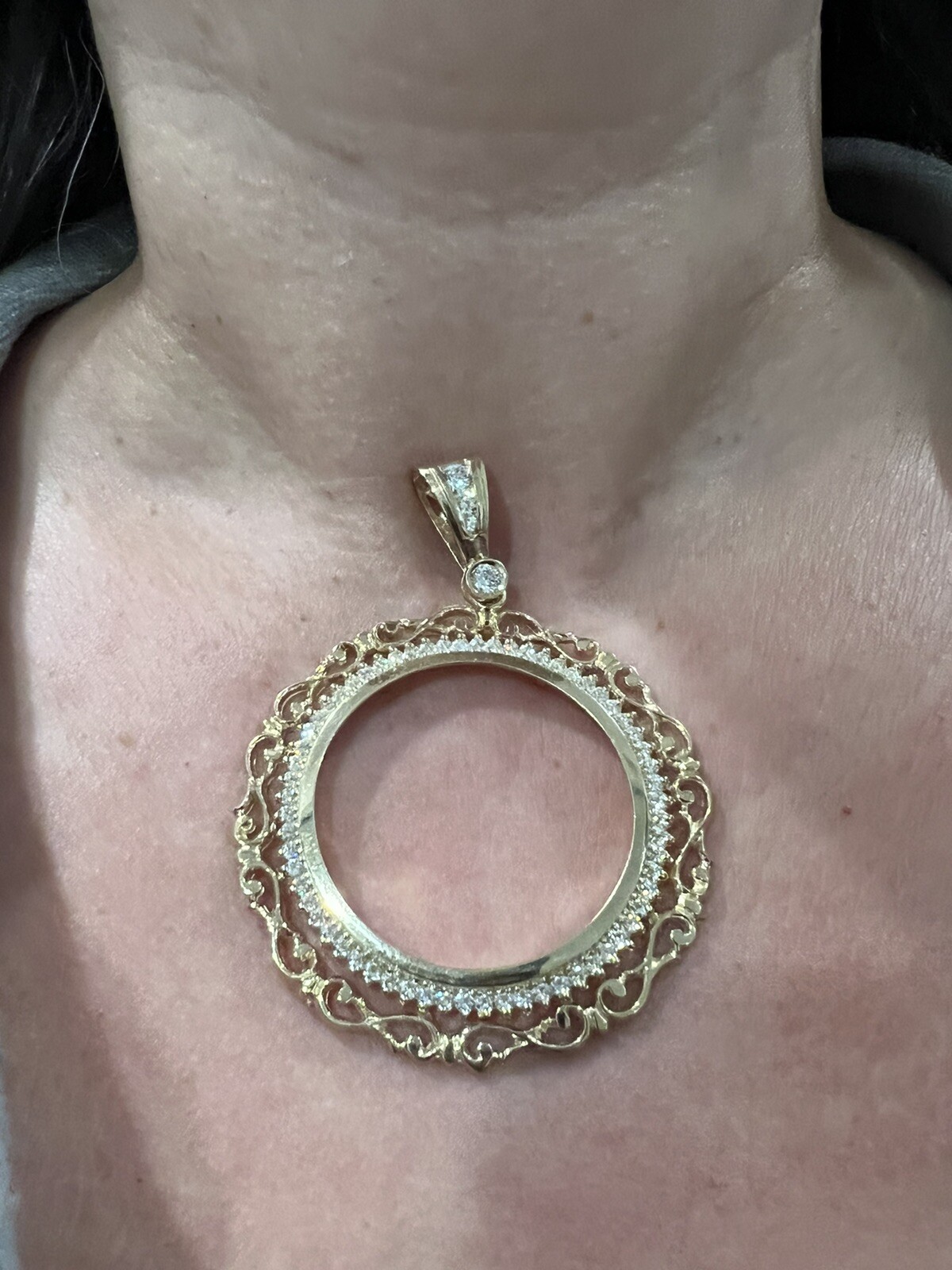 Sale GOLd Bezel 50 pesos pendant 14k mexican centenario coin frame ...