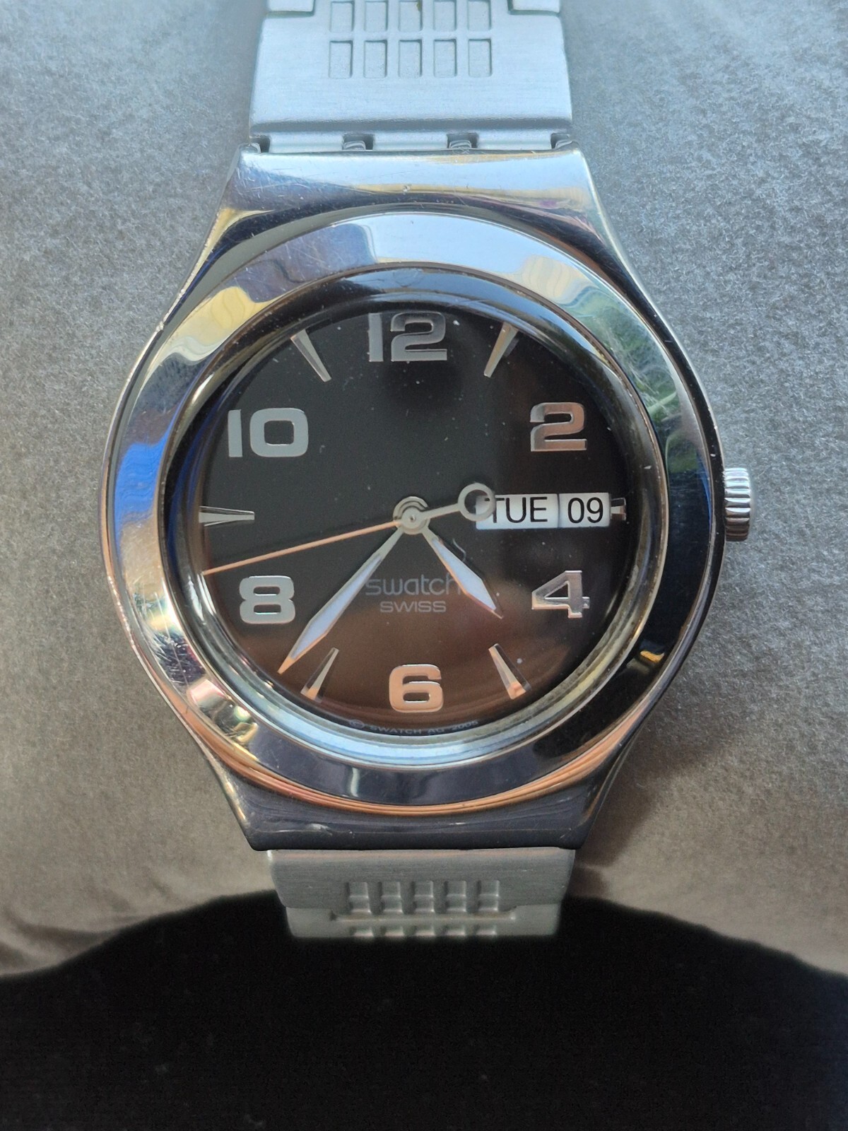 2005 Swatch Irony Watch YGS737 New Battery Black Face… - Gem