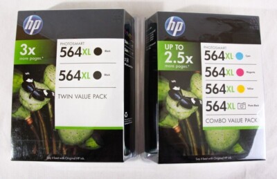 NEW Genuine HP Ink Combo Value Packs, 564XL Photo Black, Cyan, Yellow ...