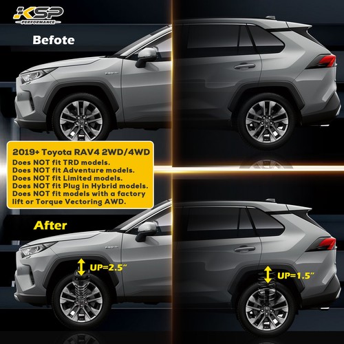 2.5” Front 1.5” Rear Full Leveling Lift Kit Fits For 2019-2024 Toyota ...