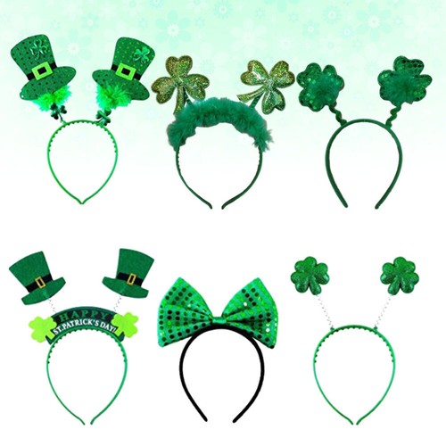 6pc St. Patricks Day Headband Shamrock Boppers Hair Costume Accessories ...