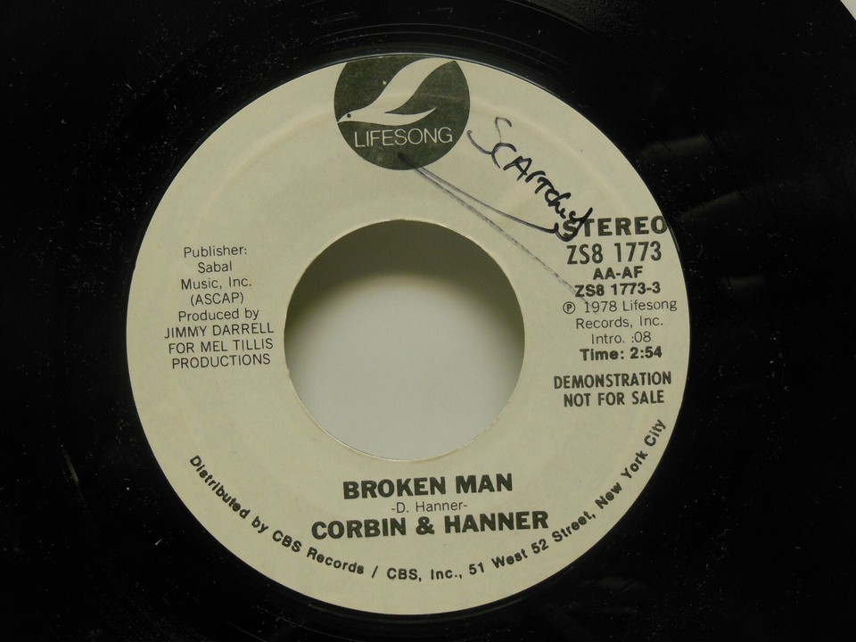 Promo! Corbin & Hanner: Broken Man / Same, 45 RPM, VG+ (E3) | eBay