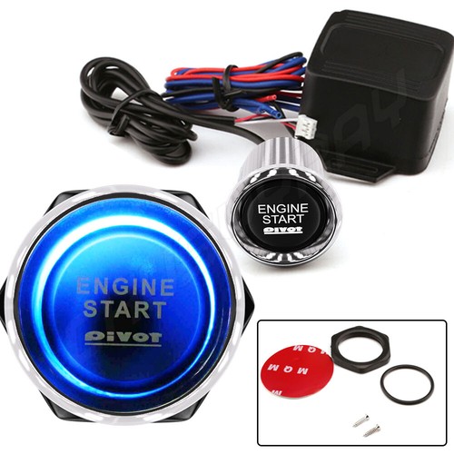 Car Engine Push Start Button Switch Ignition Starter Kit Blue LED ON ...