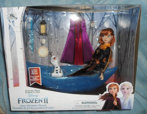 Disney Store FROZEN 2 Anna 11" Doll Playset Canoe Ice Sword Swimways ...