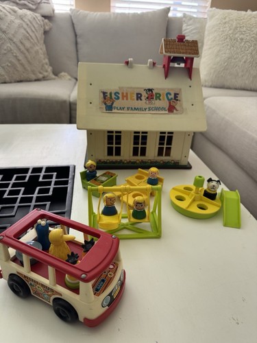 Vtg 1971 Fisher Price Little People Play Family 923 SCHOOL HOUSE LOADED ...