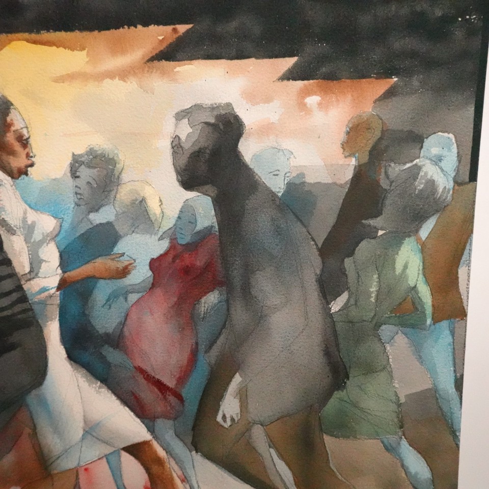 FRANK ASHLEY "TWIST ON THE FLANDRE" LARGE ORIGINAL WATERCOLOR JAZZ ...