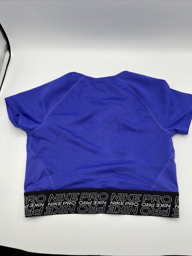 NIKE Pro Dri-Fit Crop Top Size Small Active Short Sleeve Purple & Black ...