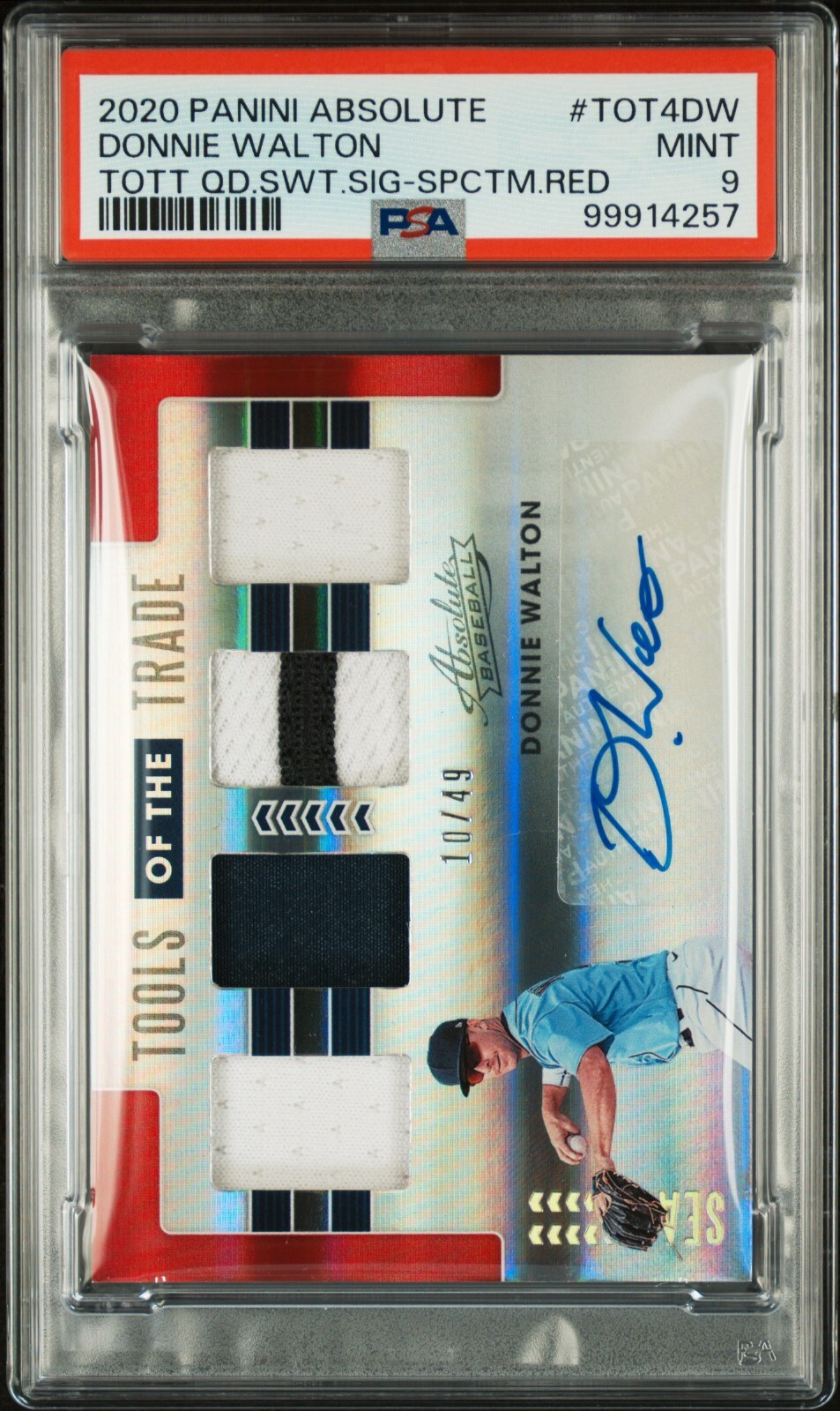 2020 PANINI ABSOLUTE TOTT QUAD SWATCH Auto DONNIE WALTON PSA 9 Mint /49 ...