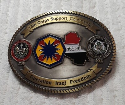 AUTHENTIC ARMY 13TH CORPS SUPPORT COMMAND IRAQ OIF MNC-I RARE BRASS ...
