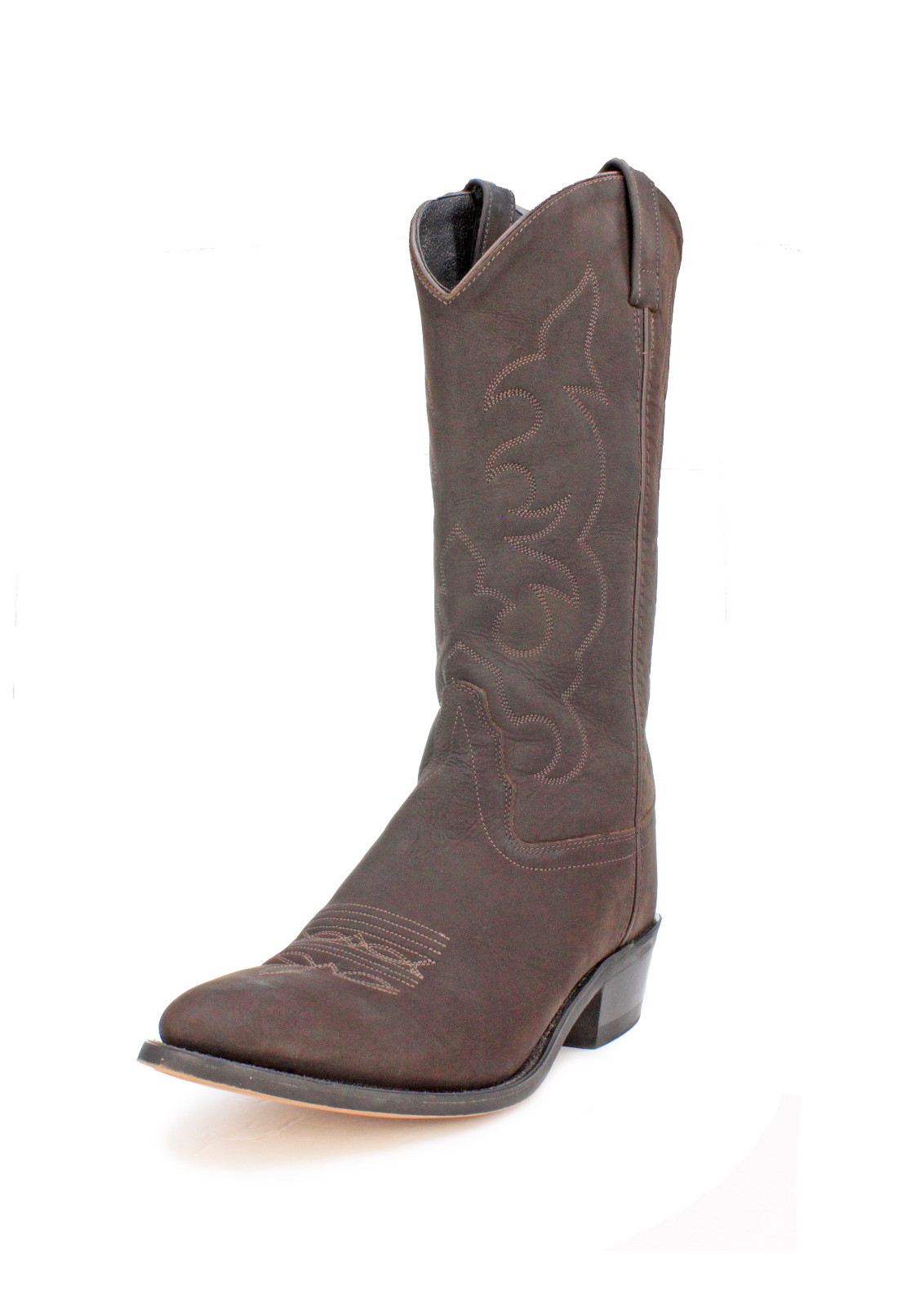 OLD WEST 'ROUGHOUT' MEN'S BROWN LEATHER COWBOY BOOTS … - Gem