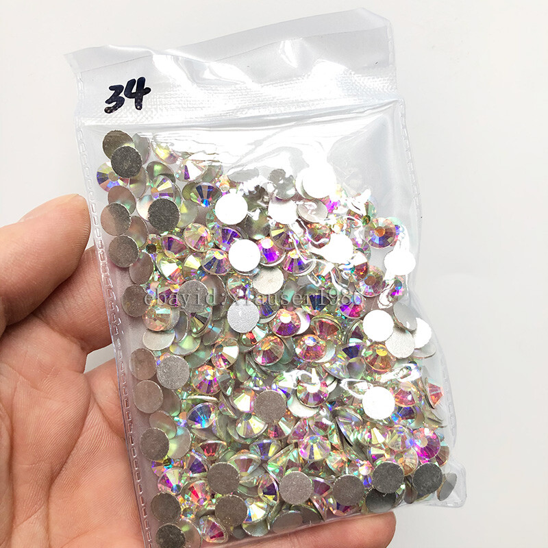 Top quality Crystal AB Rhinestones Flat Back Gems for Nails Clothes ...