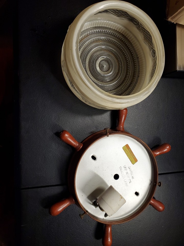 Vintage 1950's Harmony House Nautical Ships Wheel Ceiling Light Fixture ...
