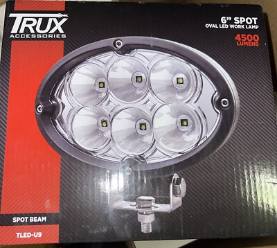 TRUX TLED-U9 6" Universal Oval LED Spot Work Lamp 6 Diodes 5400 Lumens ...