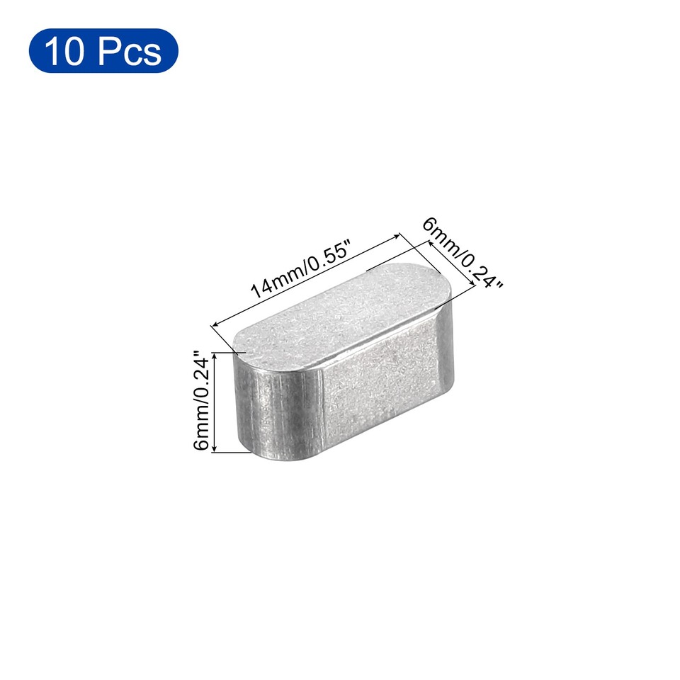 10Pcs Round Ended Feather Key, 6x6x14mm Parallel Drive Shaft Key Stock ...