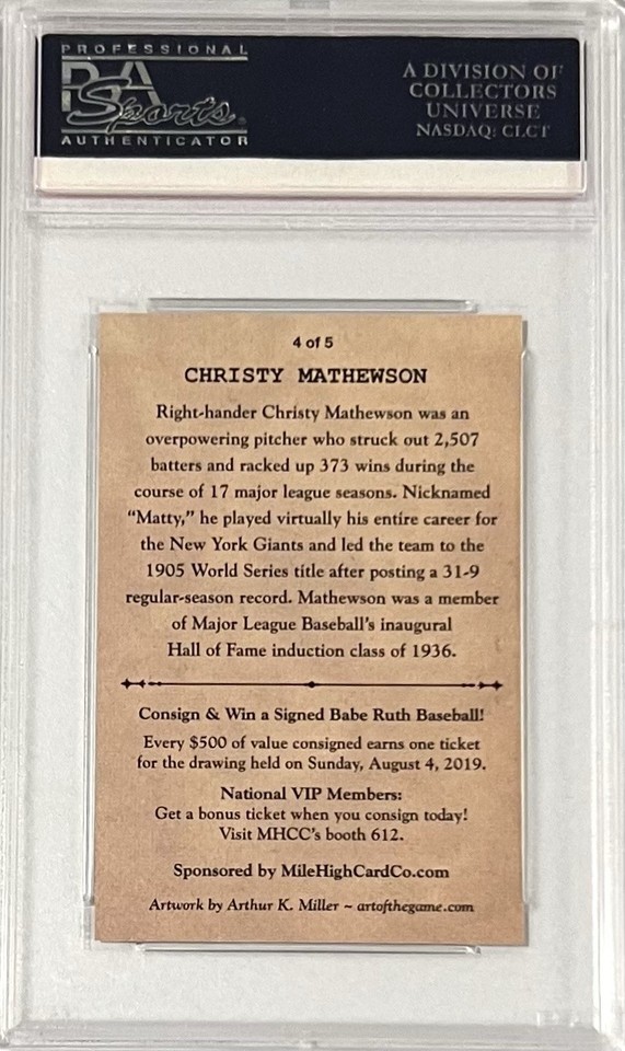 💎2019 NSCC Promo Christy Mathewson⚾️Fantasy Card #479 of 1000 PSA! | eBay