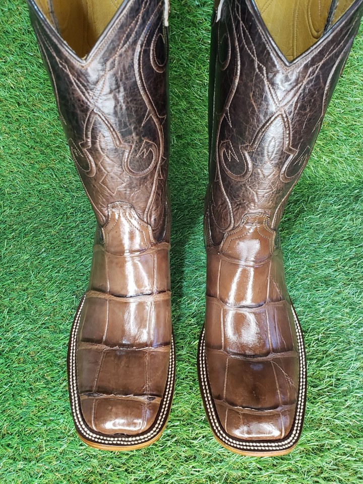 Mens 100% Original Giant Gator Cowboy Boots size 10D With Matching Belt ...