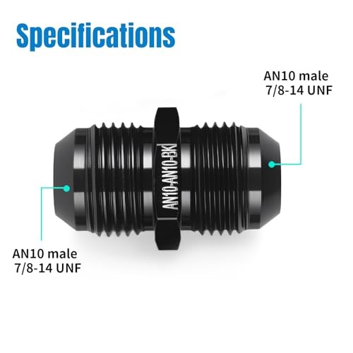 AN10 Male to AN10 Male Flare Hose Fuel Adapter Fitting Oil Coupler AN10 ...