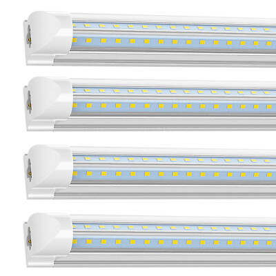 4 Pack T8 8FT LED Shop Light Fixtures 90W 5000K Clear Garage LED Tube ...