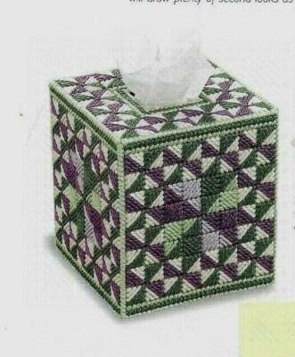 PATCHWORK PINWHEELS TISSUE COVER HOME DECOR PLASTIC CANVAS PATTERN ...