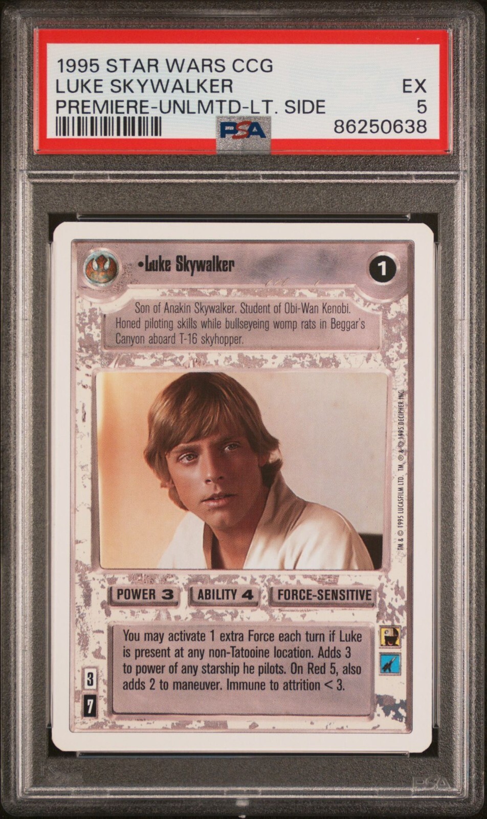 LUKE SKYWALKER UNLIMITED LIGHT SIDE 1995 DECIPHER STAR WARS CCG PREMIER ...