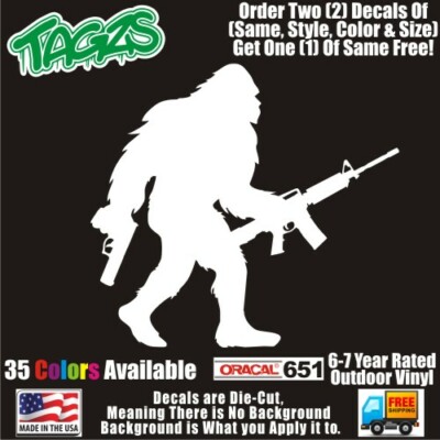 Sasquatch Big Foot Mountain Tactical NRA Rifle DieCut Vinyl Window ...