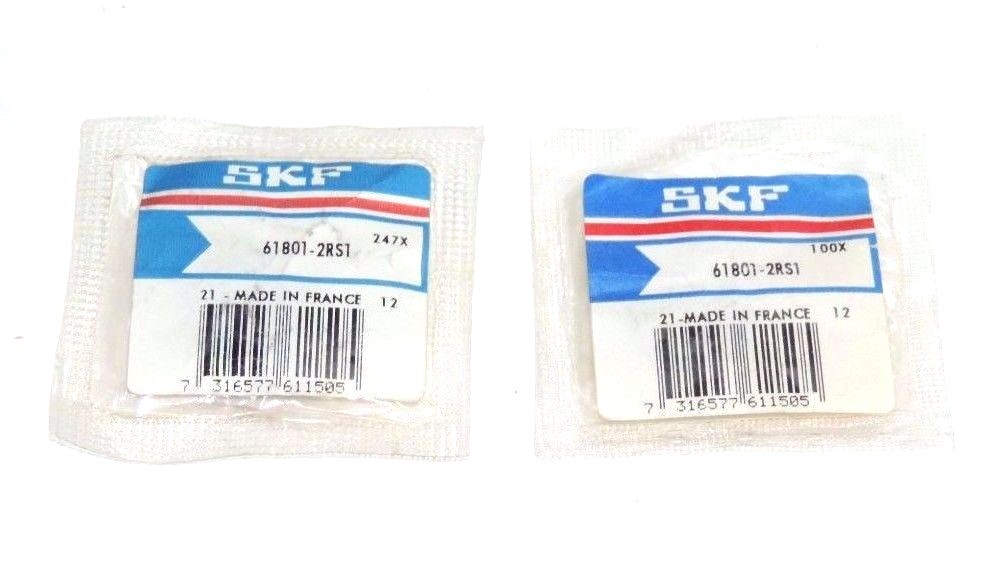 LOT OF 2 NIB SKF 61801-2RS1 SINGLE ROW BALL BEARINGS 618012RS1 | eBay