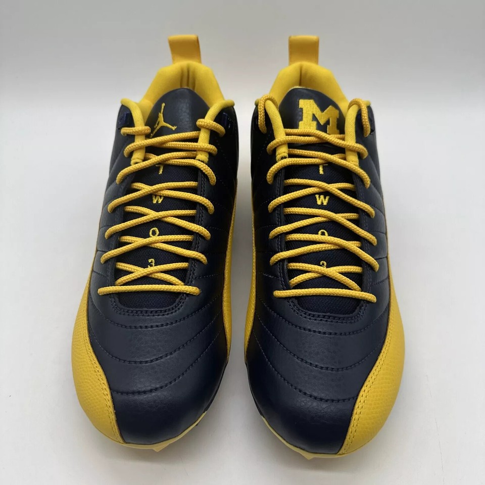 Jordan Men's 12 Low Vapor Edge Michigan Wolverines Cleats, Navy/Yellow ...