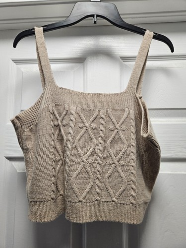 Women's / Juniors Arizona Jean Co. Cable Knit Cami Midriff Tank ~ Tan ...