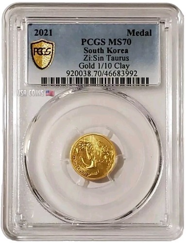 2021 1/10 Oz GOLD 1/10 Clay South Korea ZI:SIN TAURUS PCGS MS70 Gold ...