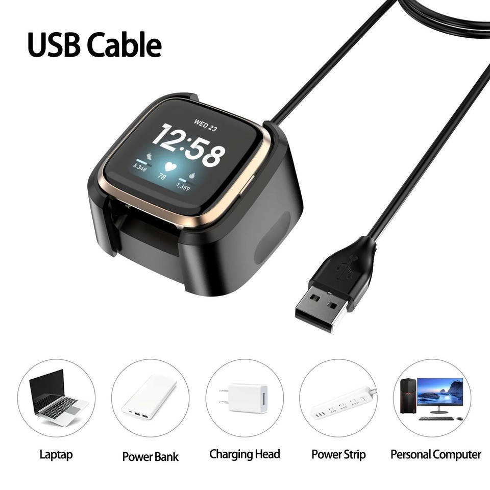 Compact Lead Dock Charger For Fitbit Versa 2 Charger USB Charging ...