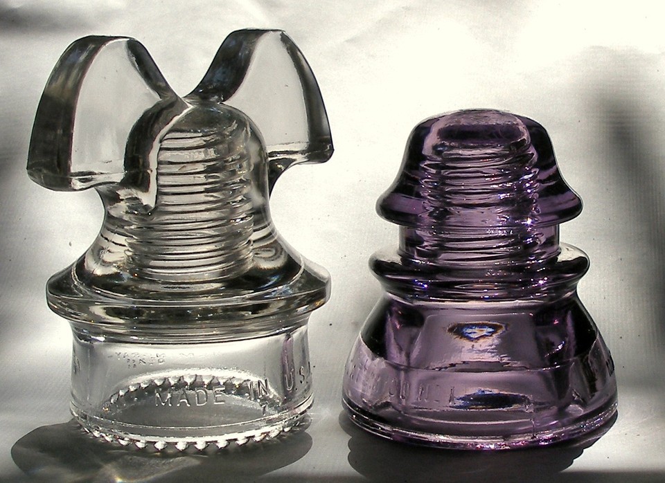 Crystal Clear Mickey Mouse AND a PURPLE PASSION Glass Insulator! | eBay