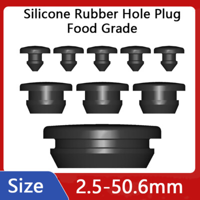 Black Snap-On Hole Plug Silicone Rubber Blanking End Caps Tube Pipe 2 ...