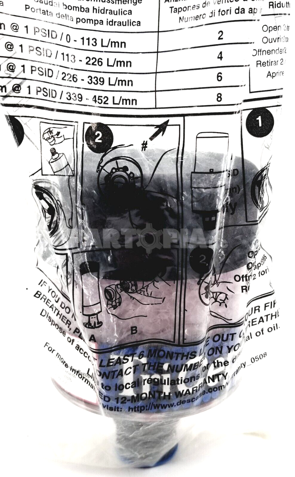 Parker Filtration, 934330T TriCeptor Reservoir Desiccant Breather, 4.1 ...