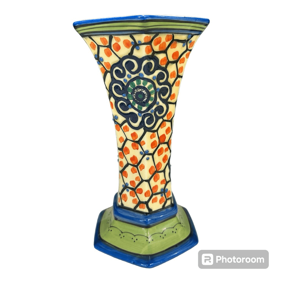 Tula Czechoslovakian Ditmar Urbach Cobalt Eye Dot Hand Painted Vase 10 ...