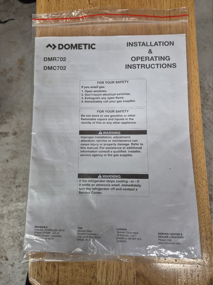 Dometic DMR702 RV Refrigerator LP / AC | eBay