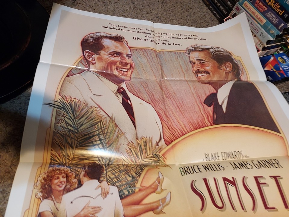 1988 SUNSET vintage movie poster Bruce Willis James Garner Malcolm ...